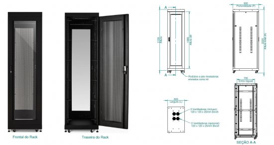 NK047044-A900 Rack Nilko Piso 44U 900mm 19 Polegadas