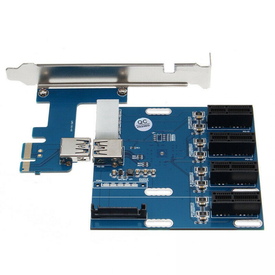 PCI-E1X-4PSWT-CRD Riser Card PCIE x1 para 4x PCIE x1 USB 3.0